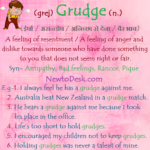 Grudge - A Feeling Of Resentment - Vocabulary Flash Cards