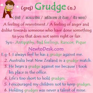 Grudge - A Feeling Of Resentment - Vocabulary Flash Cards